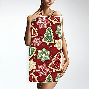 Gingerbread Christmas Tree Hand Towels Winter Snowflakes Bath Towel Soft Bathroom Guest Face Towel Kitchen Tea Towels Dish Washcloths Housewarming Gifts 16 X 30 in
