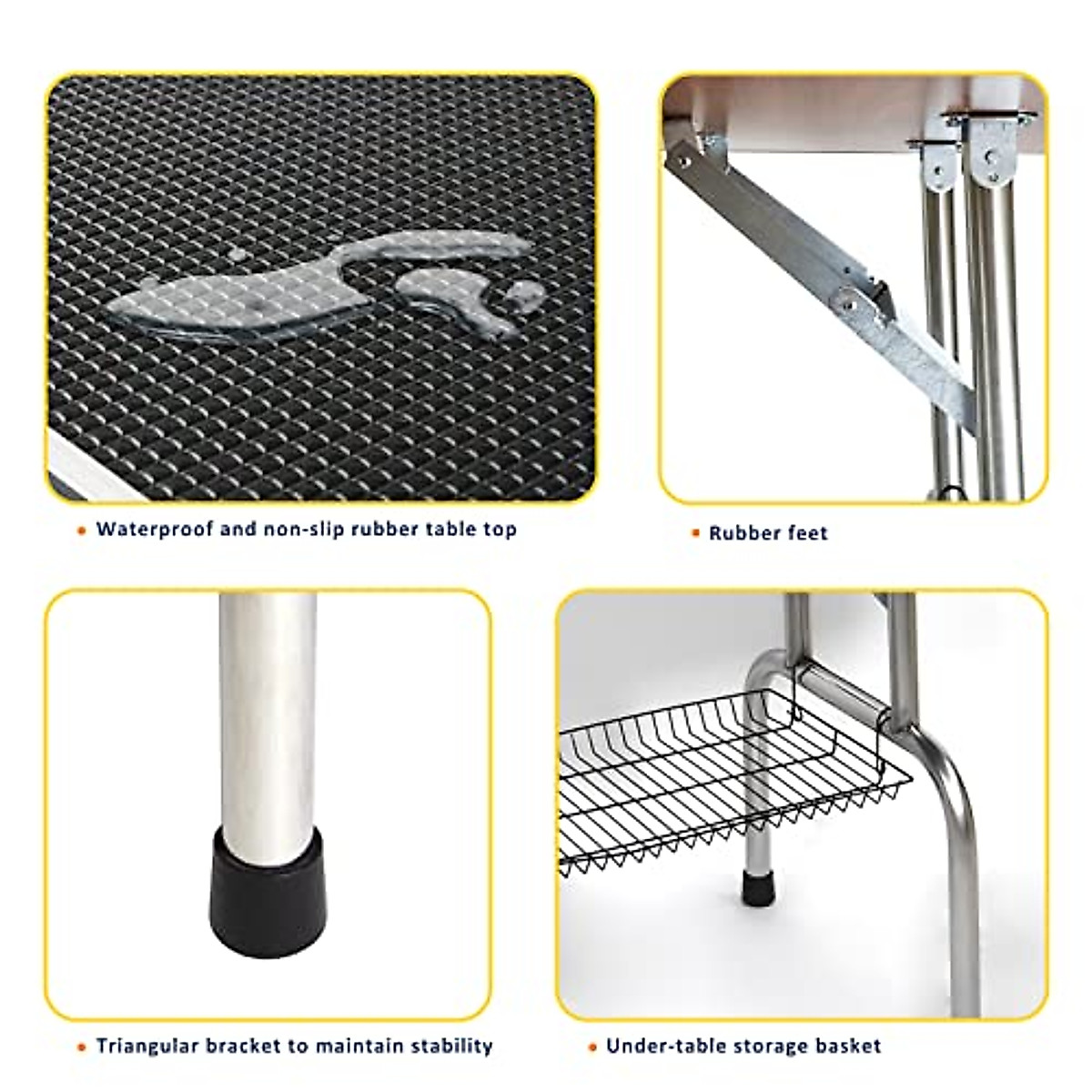 ROOMTEC 46" Dog Grooming Table,Foldable Home Pet Bathing Station with Adjustable Height Arm/Noose/Mesh Tray