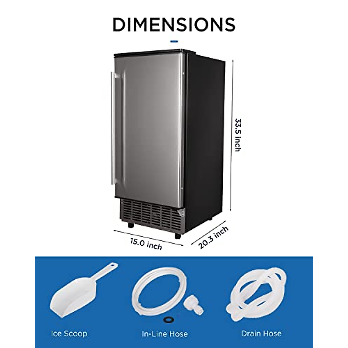 Northair Untercounter Freestanding Ice Maker Daily 80lbs Commercial Built-in Machine with Scoop