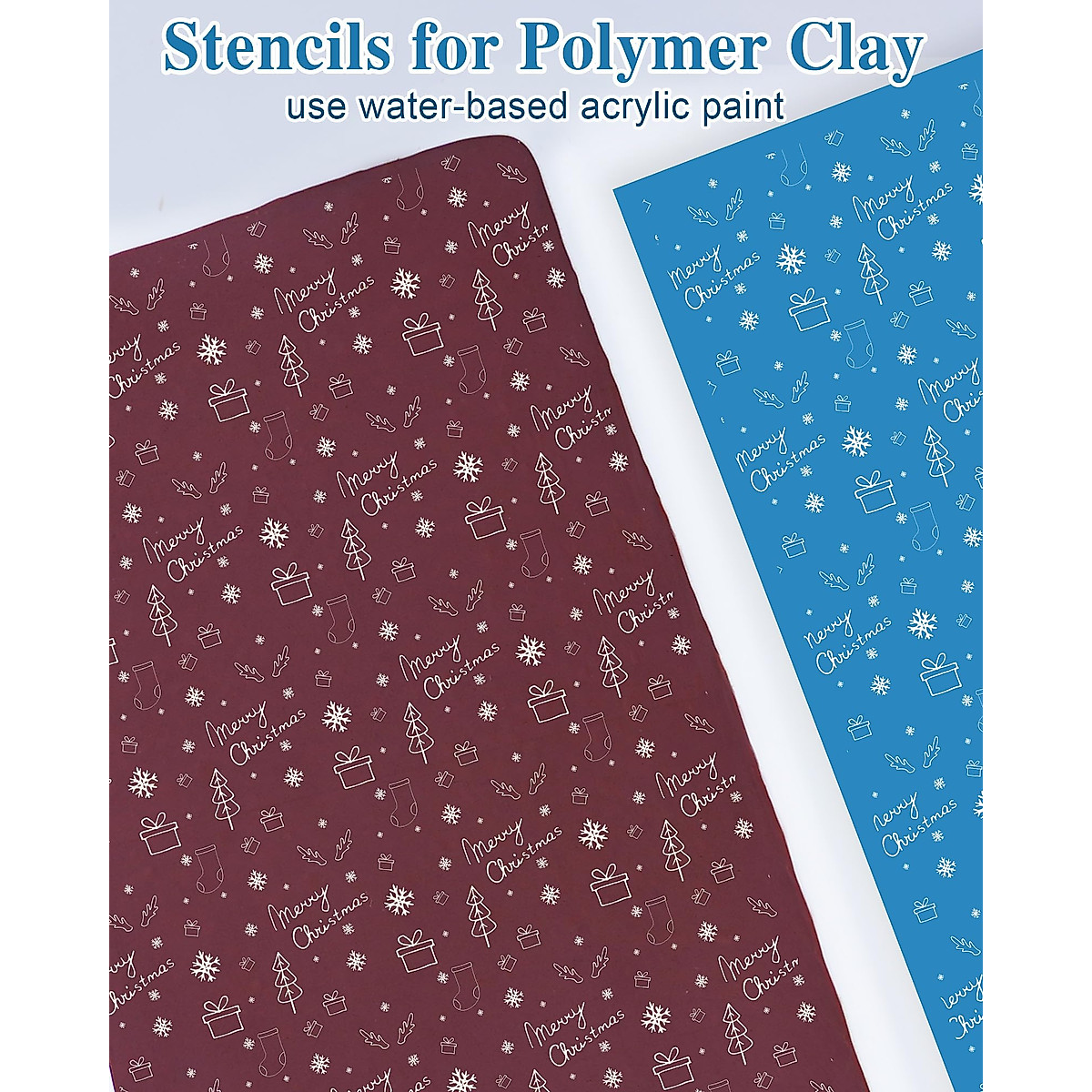 Puocaon Christmas Clay Silk Screen - 6 Design Resuable Clay Silk Screen Stencils for Polymer Clay, Christmas Sweater Polymer Clay Silk Sreen for Earrings, Christmas Ball Gift Silk Screen Stencil