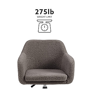 Linon Upholstered Adjustable Brooklyn Office Chair, Grey Sherpa