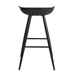 Set of 2 Bar Stools, 32.3-inch Simple Modern Style High Counter Stool with Low Backrest & Footrest & Metal Legs & PP Seat, Portable Barstools for Kitchen Island Patio Balcony, Full Black …