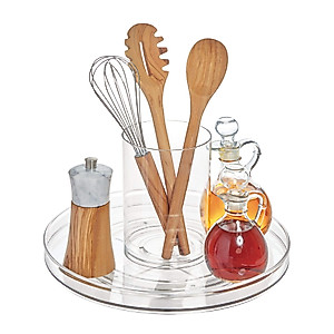 iDesign 79610 Ariel BPA-Free Plastic Rotating Turntable Lazy Susan Storage Organizer for Countertops and Cabinets, 11.5" x 11.5" x 6.76", Spinner - Large