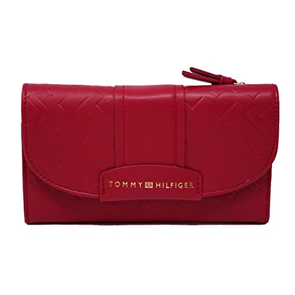 Tommy Hilfiger Women's Red Logo Debossed Checkbook Wallet Clutch Bag