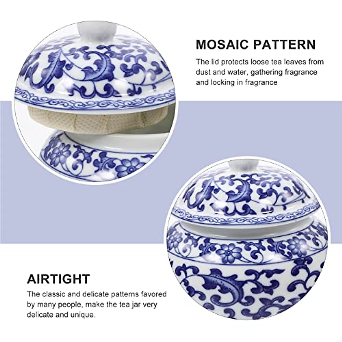 Zerodeko Ceramic Vase 330ML Ceramic Tea Jar, Vintage Chinese Style Storage Can with Airtight Lid Loose Tea Tin Kitchen Food Canister Traditional Tea Tin Coffee Jar Bulk Food