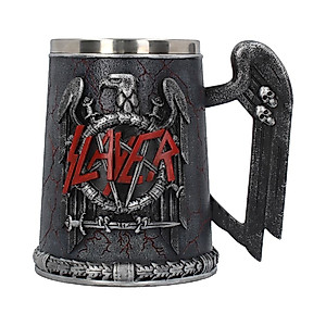 Nemesis Now B4128M8 Slayer Tankard Mug 14cm Black, Resin w/Stainless Steel Insert, Grey