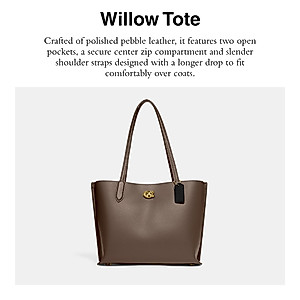 COACH Polished Pebble Leather Willow Tote, Dark Stone