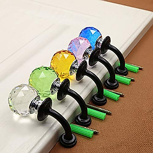 KFZ Glass Crystal Curtain Holdbacks,Tiebacks Tassel Holder,Hat and Coat Hook,Clothes Hook,HAO-0011 (4PACK Black)