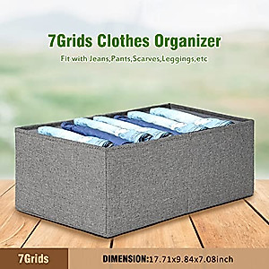 Augfox Jeans Storage Organizer for Closet, 7-Grid Clothing Organizer, Pants Organizer for Closet – Washable and Sturdy Clothing Storage for Tshirts, Jeans, Pants, Sweaters (1 piece, Grey)