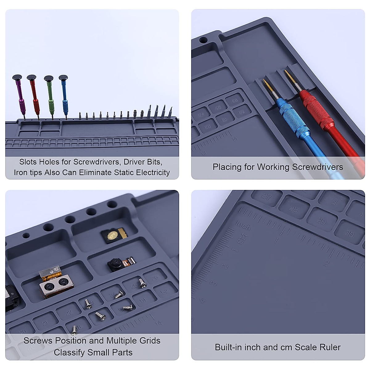 Premium Heat Resistant Anti Static Mat for Computer, Laptop, Cellphone Electronics Repair, HPFIX ESD Safe Soldering Mat for for BGA and Gun Soldering Iron, Workbench (17.7" x 13.6")