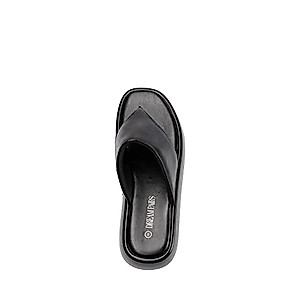 DREAM PAIRS Women Thong Platform Sandals Y2K Comfort Cute Slides Soft Flatform Flip Flop Sandals for Summer Beach SDPW2351W Black Size 10