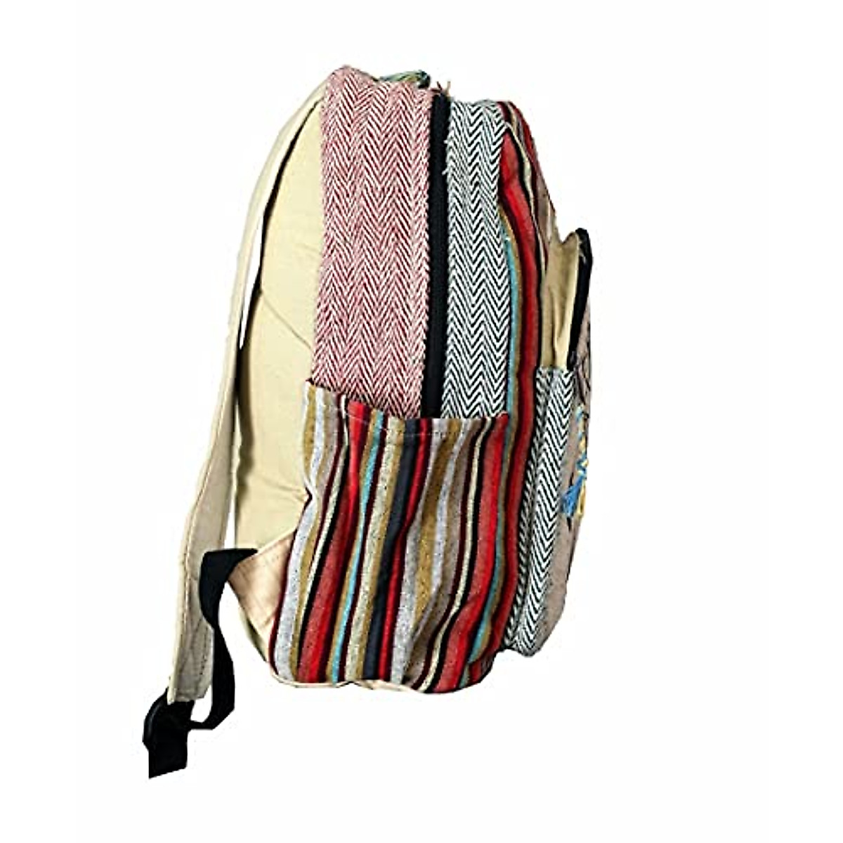 VIBRANIC Himalayan HEMP Laptop Backpack - THC Free - All Natural Handmade - 13"/15" Laptop Compartment - Multi-Pocket - Dream Catcher Owl Print SM - Made in Nepal