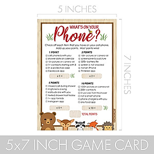 DISTINCTIVS What's On Your Phone - Woodland Baby Shower Game - 20 Cards