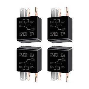 Yumfugu 4 PCS 5 Pin 12V Car Starter Relay, Multi-Purpose 30A Waterproof Heavy Duty Relay Replacement, Universal Automotive Conditioner Relay Accessories for Cars SUVs Trucks (Black)