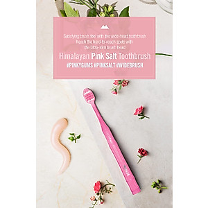 Perioe Himalayan Pink Salt Toothbrush, Small (1 Count) | Compact Head, Soft Bristle Manual Toothbrush Infused with Himalayan Pink Salt for Deep Cleaning Tartar Plaque, Sensitive Gums & Teeth Oral Care