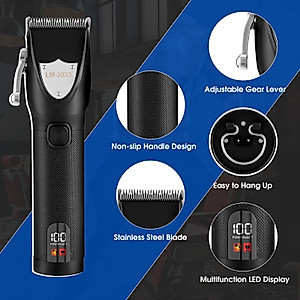 PTBYSMY Hair Clippers for Men, Professional Cordless Barber Clippers and Beard Trimmer Set, Complete Hair Cutting Kit with 16Pcs Guide Combs, LED Display, T Blade Trimmer, Storage Bag for Hair Cutting