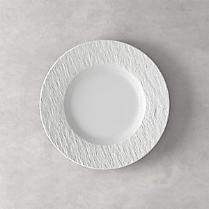 Villeroy & Boch Manufacture Rock Blanc 12-Piece Dinnerware Set, Service for 4, Plates & Bowls, Premium Porcelain, Made in Germany, White, Large