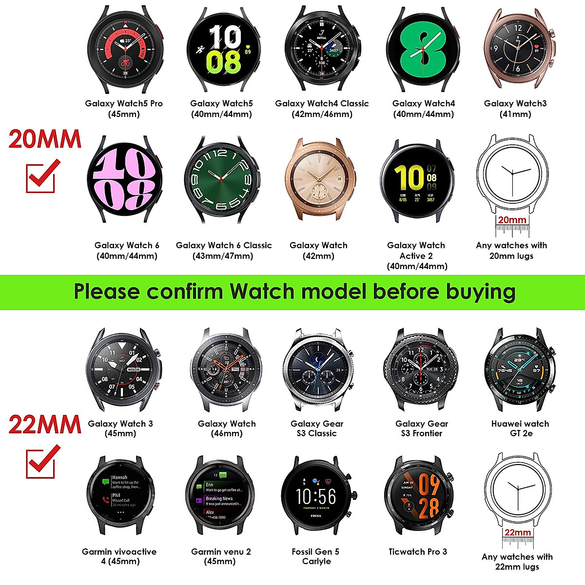 CAGOS for SAMSUNG Galaxy Watch 6 Band Classic 47mm 44mm 43mm 40mm/Galaxy Watch 5 Band Pro 45mm 44mm 40mm/Galaxy Watch 4 Band Classic 46mm 44mm 42mm 40mm, Rugged Paracord Sport Strap for Men, Black XL