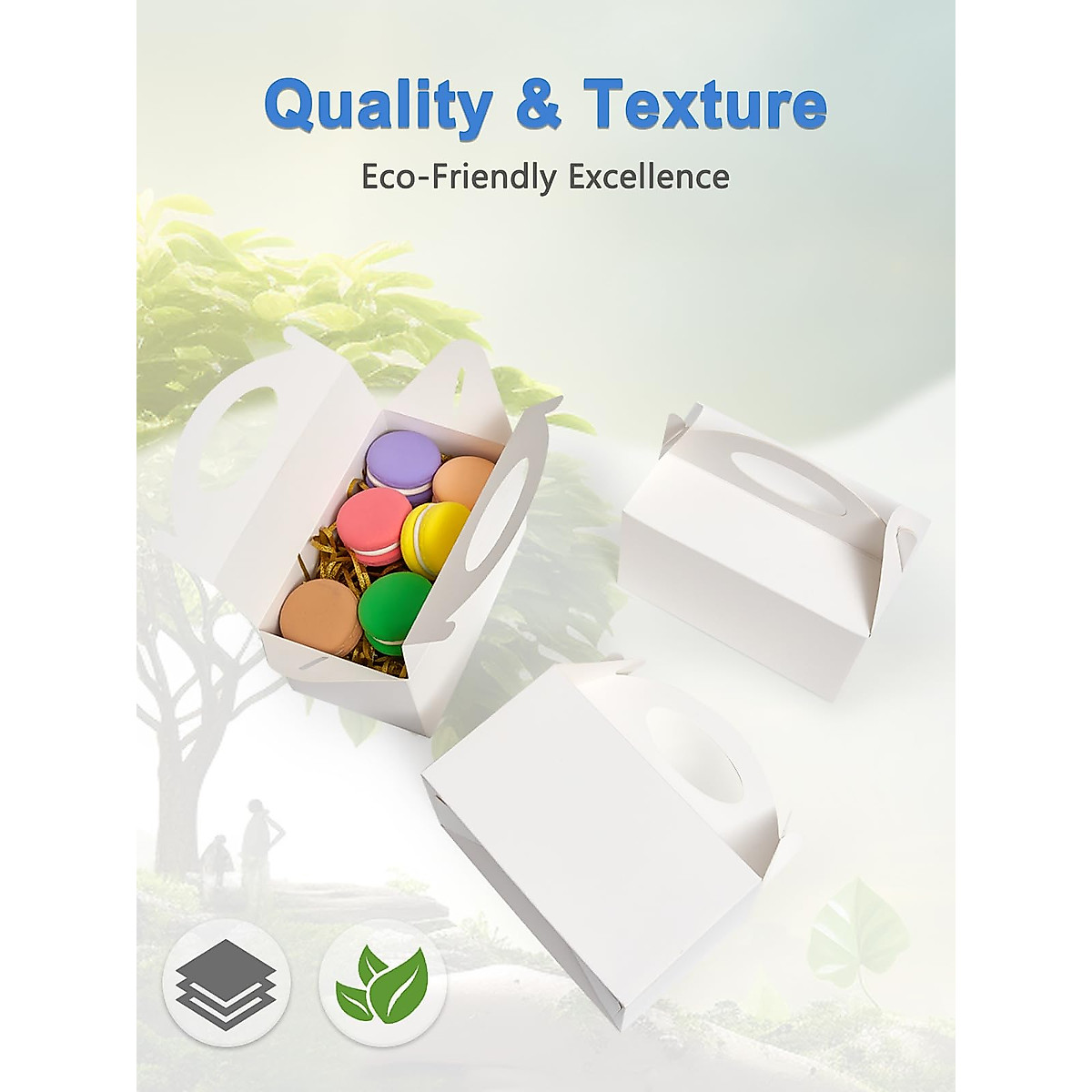 Shallive 12 Pcs Small Party Treat Boxes, 6 Inch Candy Cookie Goodie Gift Bags Gable Box for Kids Birthday Party, White