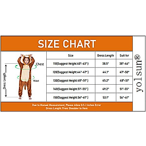 yolsun Kids Lion Animal Halloween Costume, Deluxe Kids Onesie Dress up for Boys&Girls