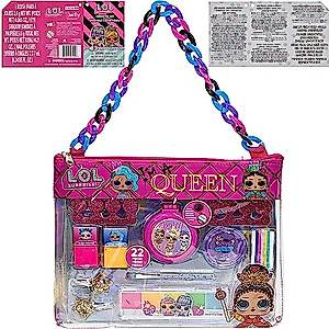 Townley Girl L.O.L. Surprise! Fashion Purse Makeup Set with Non-Toxic Nail Polish, Eyeshadow, Hair Accessories and More, Rainbow Chain for Girls Ages 3 and Up
