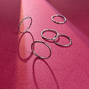 Kakikaki 925 Sterling Silver Minimalist Hammered Textured Thin Knuckle Midi Stacking Rings