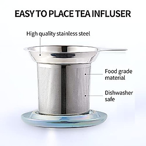 Jemirry Tea Cup with Infuser and Lid, Ceramic Cup with Lid, Tea Cup Tea Mug for Tea Lover, Porcelain Tea Strainer Cup, Tea Infuser Cup with Infuser Basket and Lid - Blue