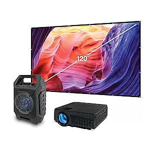Pop-Up Movie Theater Kit with Projector BT Speaker and Screen 1080i 120'' HDMI