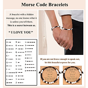 UNGENT THEM Matching Couples Bracelets Morse Code Boyfriend Girlfriend Long Distance Relationship Christmas I Love You Valentines Day Gifts for Him Her Boyfriend Girlfriend Women Men