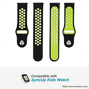 Orisell Kids Watch Band for SyncUp Kids Watch Bands, 20mm Boy Girl Smart Watch Band Replacement with Quick Realease Pins, Breathable Sport Style (Black&Green)