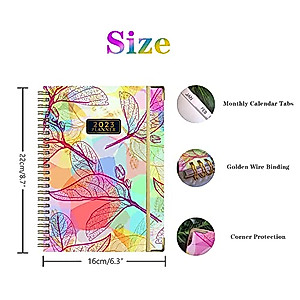 2023-2024 Planner Weekly And Monthly,Agenda Daily Planner 2023 With Tabs And Bookmark,8.7"x 6.3" Colorful Leaves 2023 Spiral Planning Notebook With Elastic Closure From January 2023 to December 2023