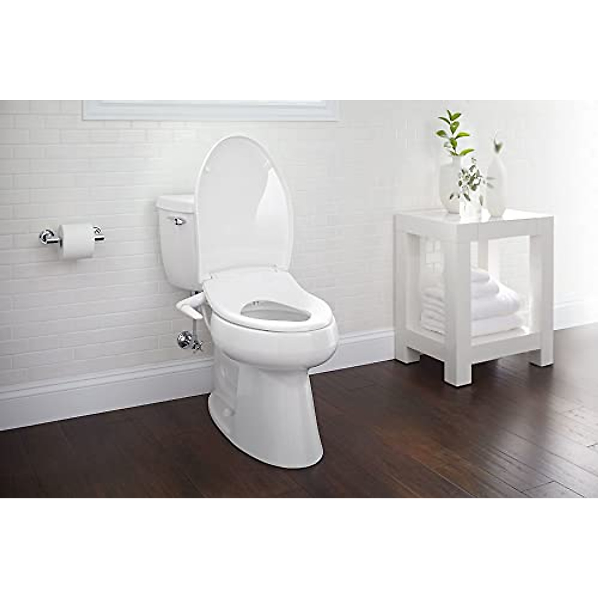 KOHLER K-5724-0 Puretide Bidet Toliet Seat, Elongated Manual Non Electric Bidet with Adjusting Spray Pressure and Position, White Quiet-Close Lid