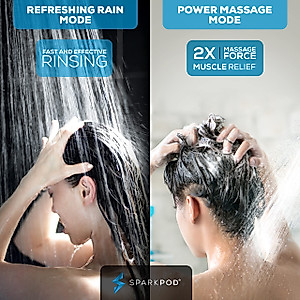 SparkPod 6 Spray Setting High Pressure Hand Held Shower Head - 6" Wide Angle Handheld Shower Head Set with Brass Swivel Ball Bracket and 70 Inch Long Hose - Luxury Design (Luxury Polished Chrome)