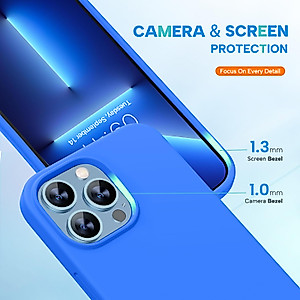 Miracase Designed for iPhone 13 Pro Max Case with Screen Protector,[Soft Anti-Scratch Microfiber Lining],Shockproof Liquid Silicone Rubber Phone Case Cover 6.7 inch(Mediterranean Blue)