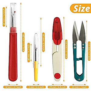 DEFUTAY 7 Pcs Seam Sewing Ripper Set, Thread Remover Kit with 2 Scissors, Handy Stitch Ripper Sewing Tool for Opening Seams,Hems(7 in 1)