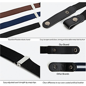 maskfactory eneyer 2 pack men's or women's buckle-less comfortable elastic belt for jeans or casual dress, no buckle (Black - Navy)