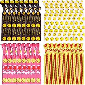 WILLBOND 32 Pcs Softball Hair Ties for Girls Softball Hair Scrunchies Accessories Elastic Sports Ribbon Bracelet for Players, Coaches, Teams