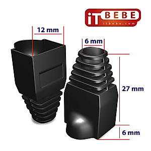TBEBE 100 Sets of RJ45 Cat6 Pass-Through Connectors for 24 AWG Cables - 100 Pieces Cat6 Connectors Ends and 100 Pcs RJ45 Connectors Blue Strain Relief Boots for Clean, snag-Free ethernet Patch Cord