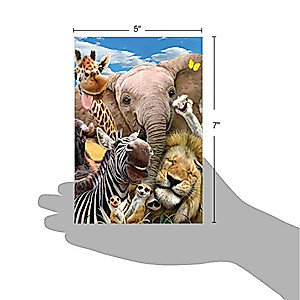 NobleWorks - 1 Funny Animal Birthday Card with Envelope - Cute Kids Card for Birthdays - Here's Looking at Zoo C6639FBDG-US