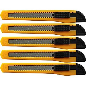 5x Bulk Small Yellow Utility Knife Box Cutters Snap Off Blade 9MM Blade