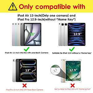 DTTO for iPad Air 13 Inch Case M3/M2 2025/2024, iPad Pro 12.9 Inch Case (6th/ 5th/ 4th/ 3rd Gen), Smart Slim Trifold Stand Soft Cover with Pencil Holder for iPad Air 13", Midnight Green