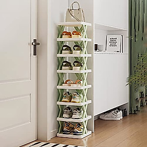 Shoe Rack - Shoe Organizer 5 Tiers for Closet Narrow， Plastic Shoe Rack Storage Organizer for Entryway, Space Saving Shoe Stand Cabinet for Bedroom Cloakroom Hallway Garage. (Light Green)