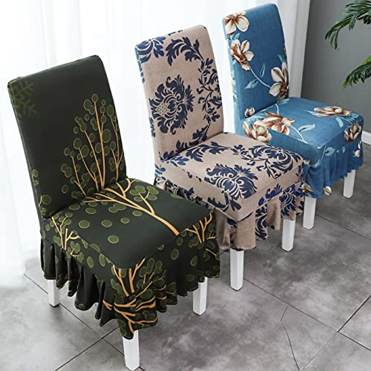 Modern Dining Chair Covers Restaurant Room Banquet Beach Universal Elasticity Jacquard Geometry Print Chair Cover A12 6pcs