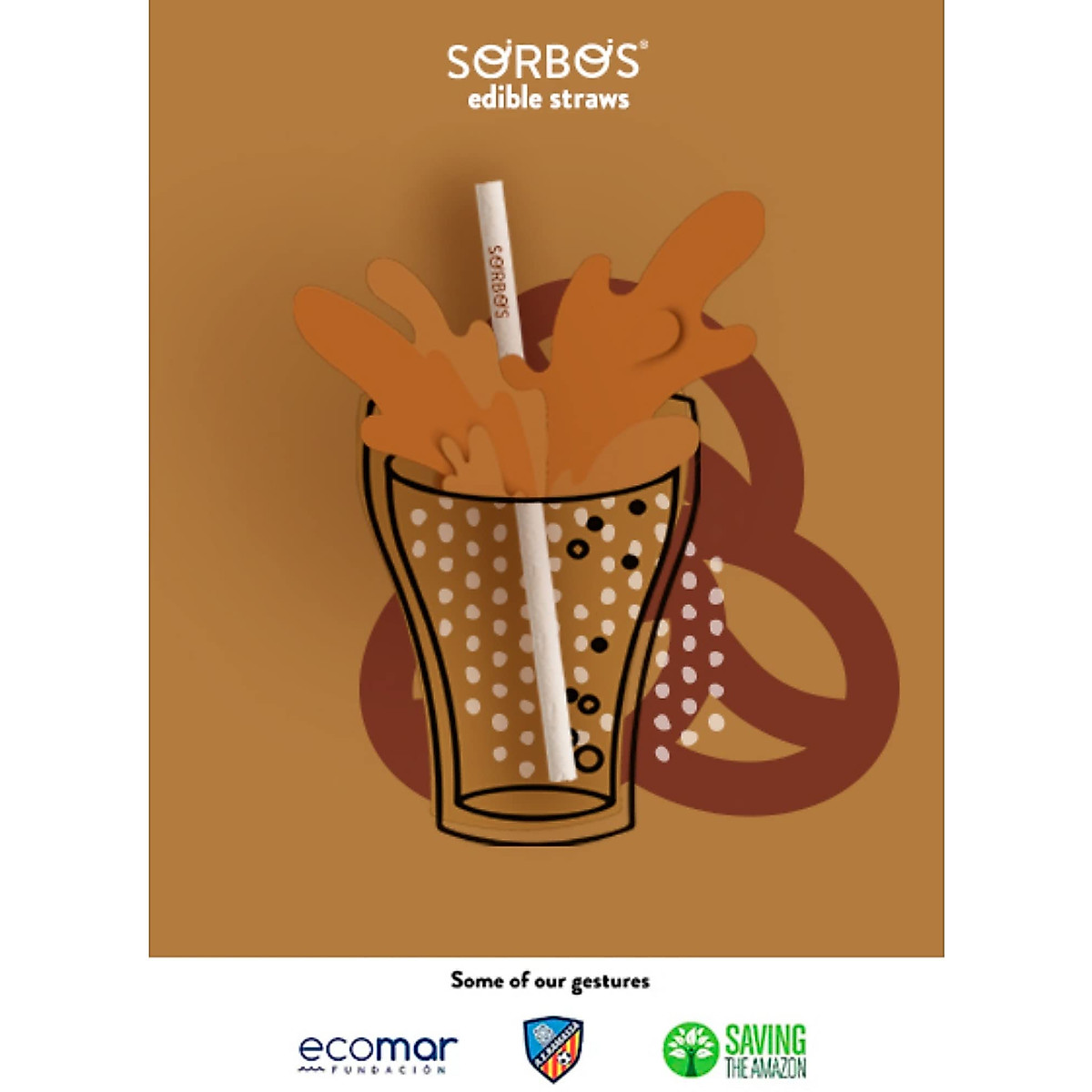 Sorbos Edible Straws, Coffee Flavored, Sustainable, Individually Packaged, No Plastic, No Allergens, No Gluten, No PFAS, Eco Friendly, 7.4 inches long (Pack of 200)