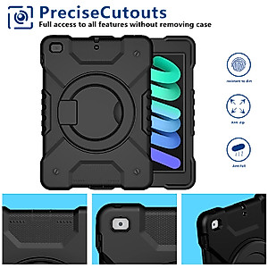 iPad 9.7 inch Case iPad 6th/5th Generation Cases,Case for iPad 9.7 Pro & iPad Air 2 Full-Body Silicone+PC Protection Rotating Stand Shockproof Case for Kids Tablet Cover Navy+Green