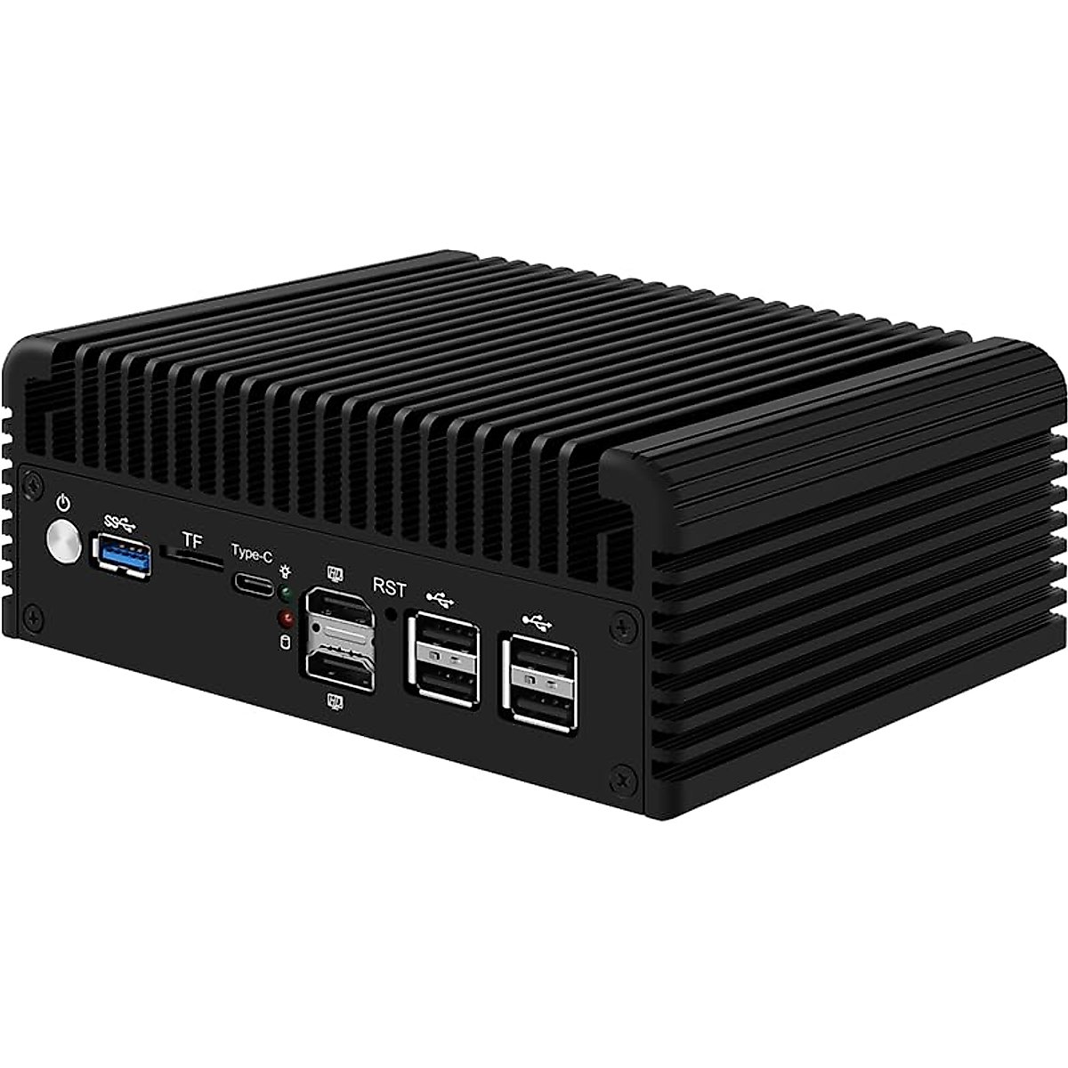 CWWK Fanless Mini PC Intel N Series-N100(4C/4T up to 3.4GHz) Low Power Processor, DDR5, 6x2.5GbE Intel I226V, 4K Display Outputs,M.2 NVMe, SATA3.0, 5 USB Ports, Firewall Router (N100-6L Barebone)
