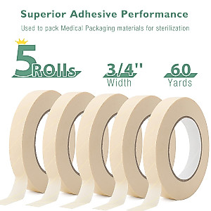 LVCHEN Autoclave Indicator Tape Dental Sterilization Steam Indicator Tape for Sterilization Lead Free 5 Roll (60 Yard x 3/4")