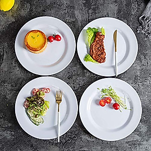 Melamine Dinner Plates Set - 10 3/4 Inch White Melamne Plates, 6pcs Dinner Dishes Set for Everyday Use, Dishwasher Safe,Unbreakable,White