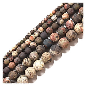 YU 1strand 4/6/8/10/12mm Dull Polish Matte Flower Natural Stone Round Loose Spacer Beads for DIY Bracelet Jewelry Makings Supplies T314 (Color : Matte Flower Agates, Item Diameter : 8mm)