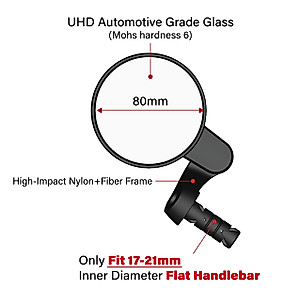 MEACHOW 2022 New Bar End Bike Mirror, 80mm Crystal UHD Automotive Grade Glass Lens E-Bike Mirrors, Scratch Resistant, Safe Rearview Mirrors, (Silver Left Side) ME-021LS